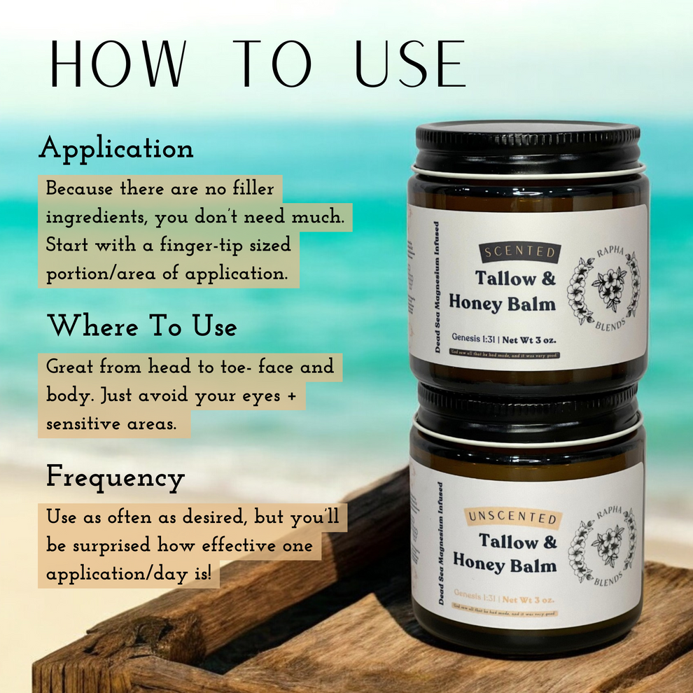 Magnesium Infused Tallow + Honey Balm (4 oz.) – Rapha Blends